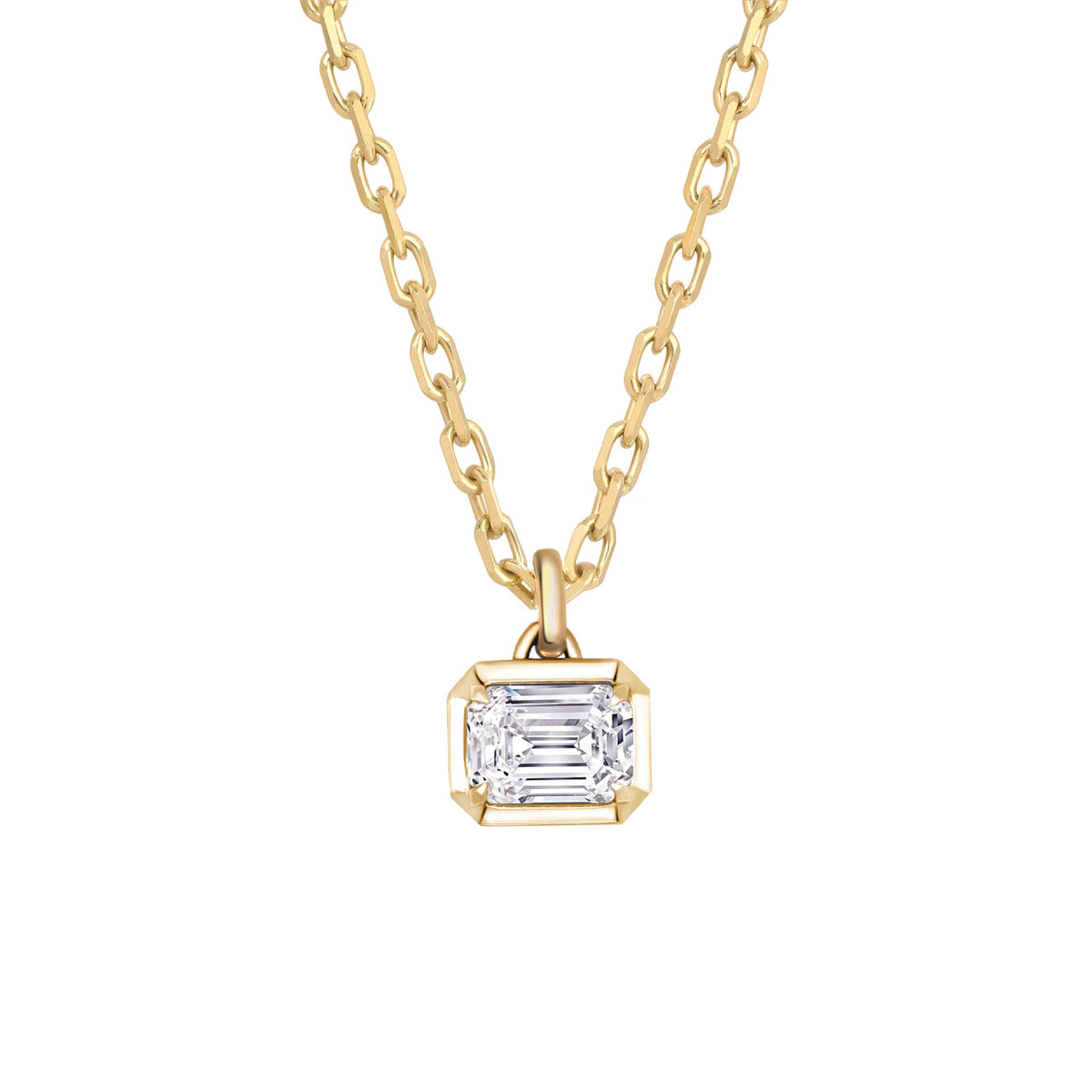 Diamond Emerald Cut Oval Chain Necklace – Yunis K.